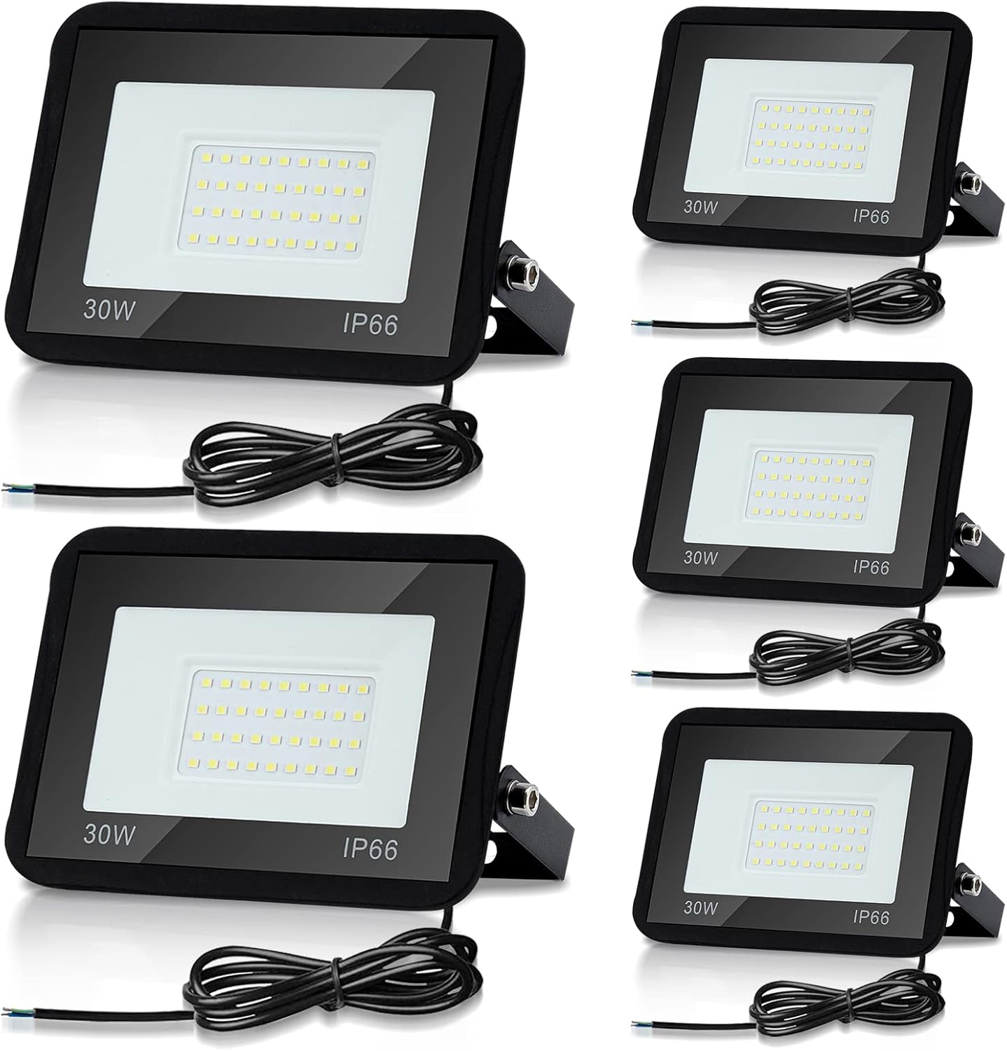Joparri 5er 30W LED Strahler Außen, Fluter 3000K Warmweiß 2550LM ...