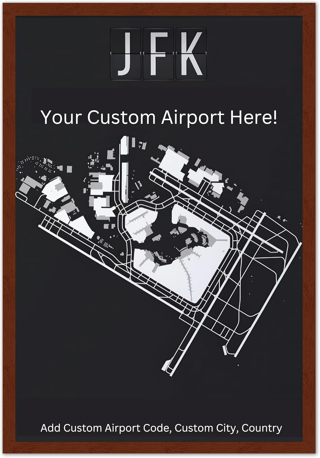 Amazon.com: Airport Map Wall Art with Runway Details - Personalized ...