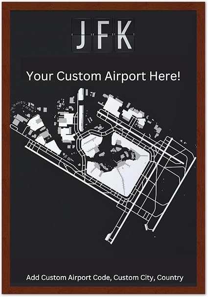 Amazon.com: Airport Map Wall Art with Runway Details - Personalized ...