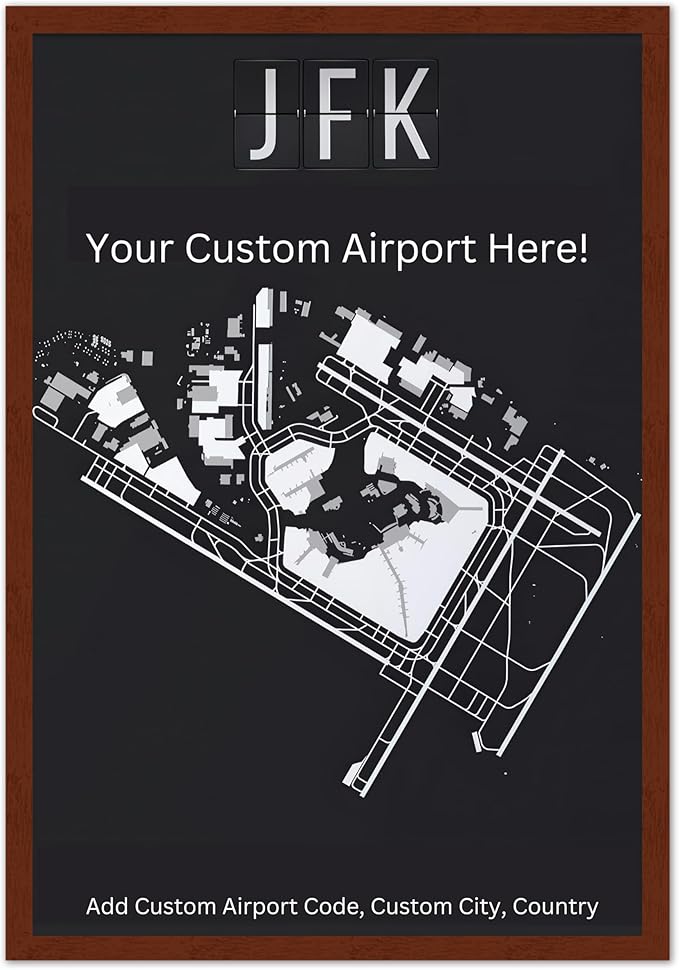 Amazon.com: Airport Map Wall Art with Runway Details - Personalized ...