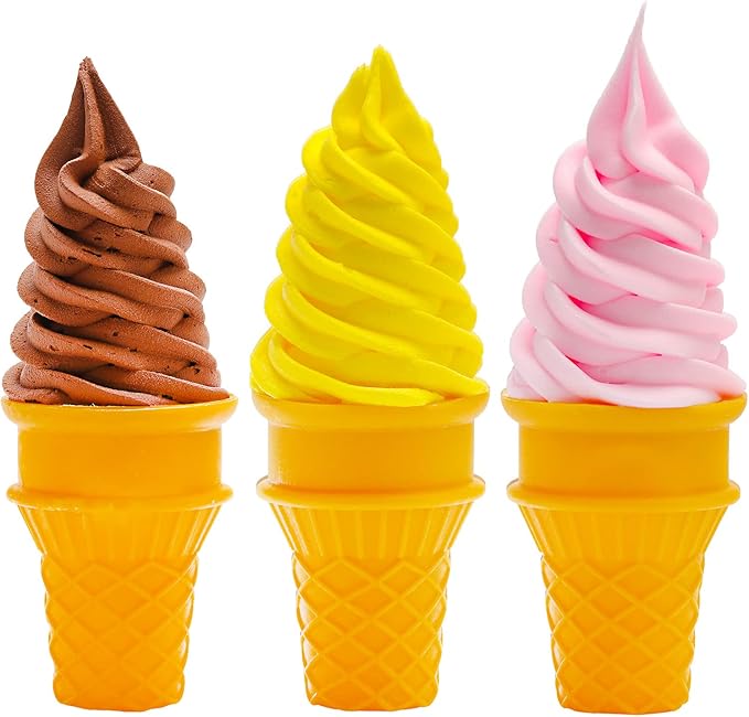 Amazon.com: X Hot Popcorn 3Pcs Ice Cream Cone Models Simulation Ice ...