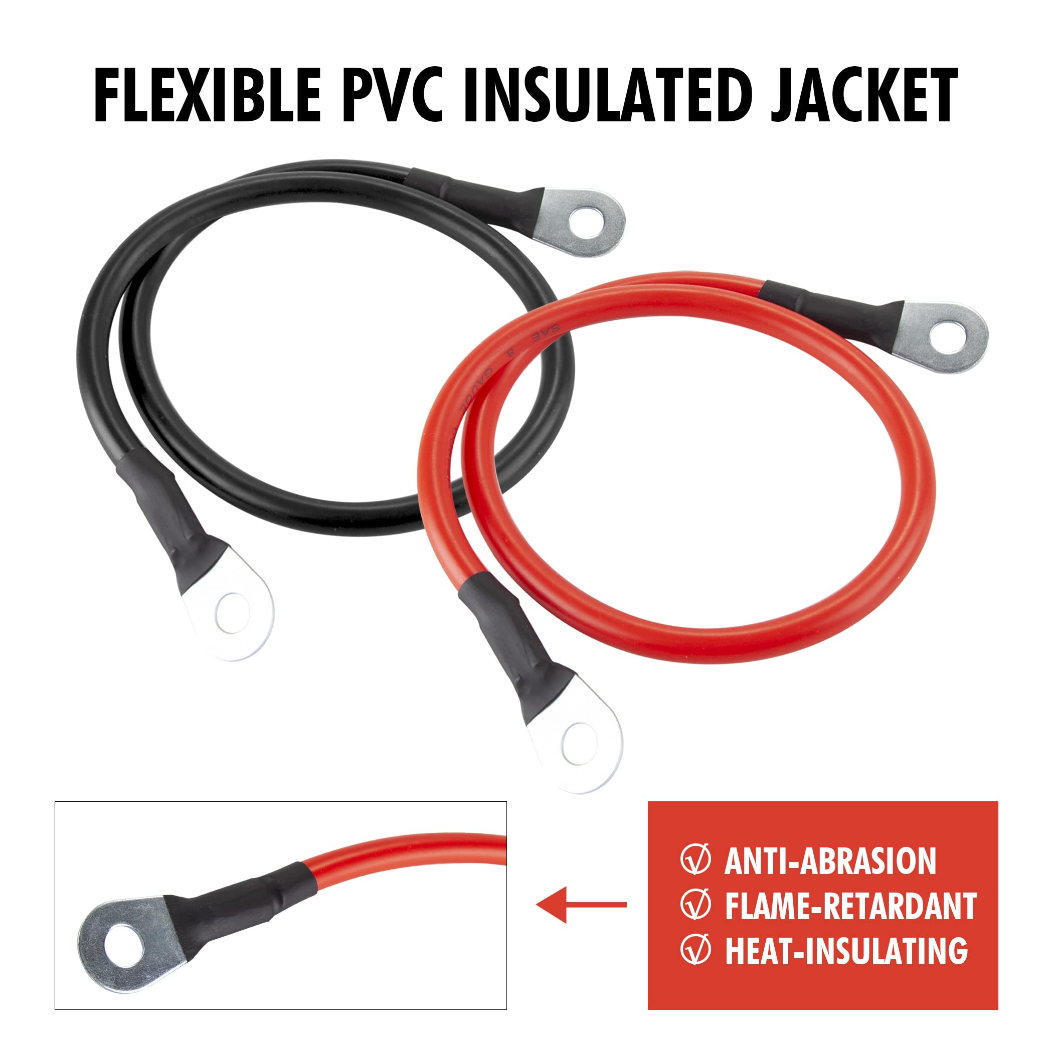 Snapklik.com : Cartman 8 AWG Battery Cables, 8 Gauge 24 Inch Power ...