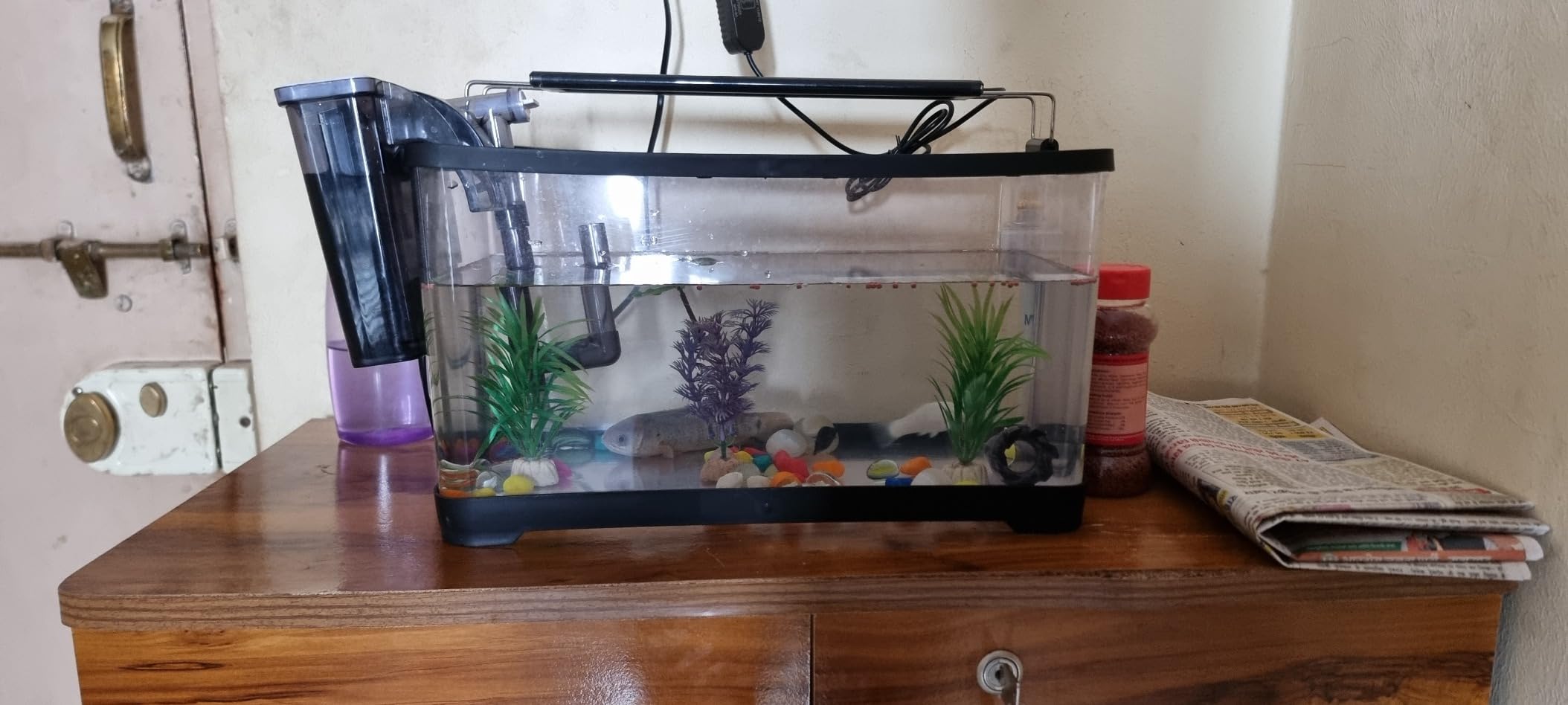 Buraq Unbreakable Curved Aquarium Fish Tank Set with Hang On Filter ...