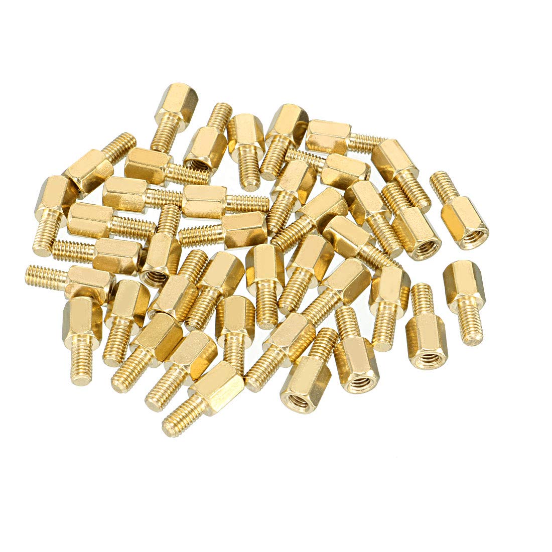 uxcell 40pcs M3 6+6mm Female Male Thread Brass Hex Standoff Spacer ...