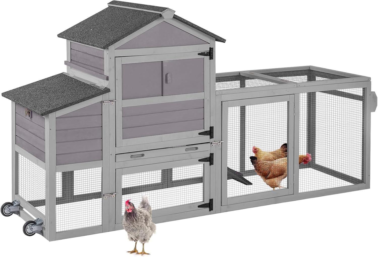 Amazon.com: GUTINNEEN Chicken Coop Movable Chicken House Expandable ...