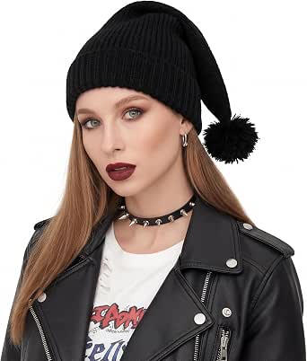 Amazon.com: Mepase Knitted Santa Hat for Adult Christmas Goth Beanie ...