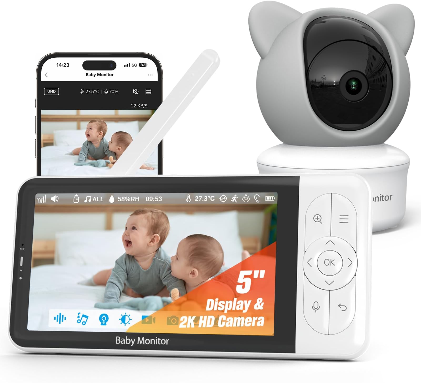 Amazon.com: PARIS RHÔNE Video Baby Monitor, 2K UHD WiFi Camera, Night ...
