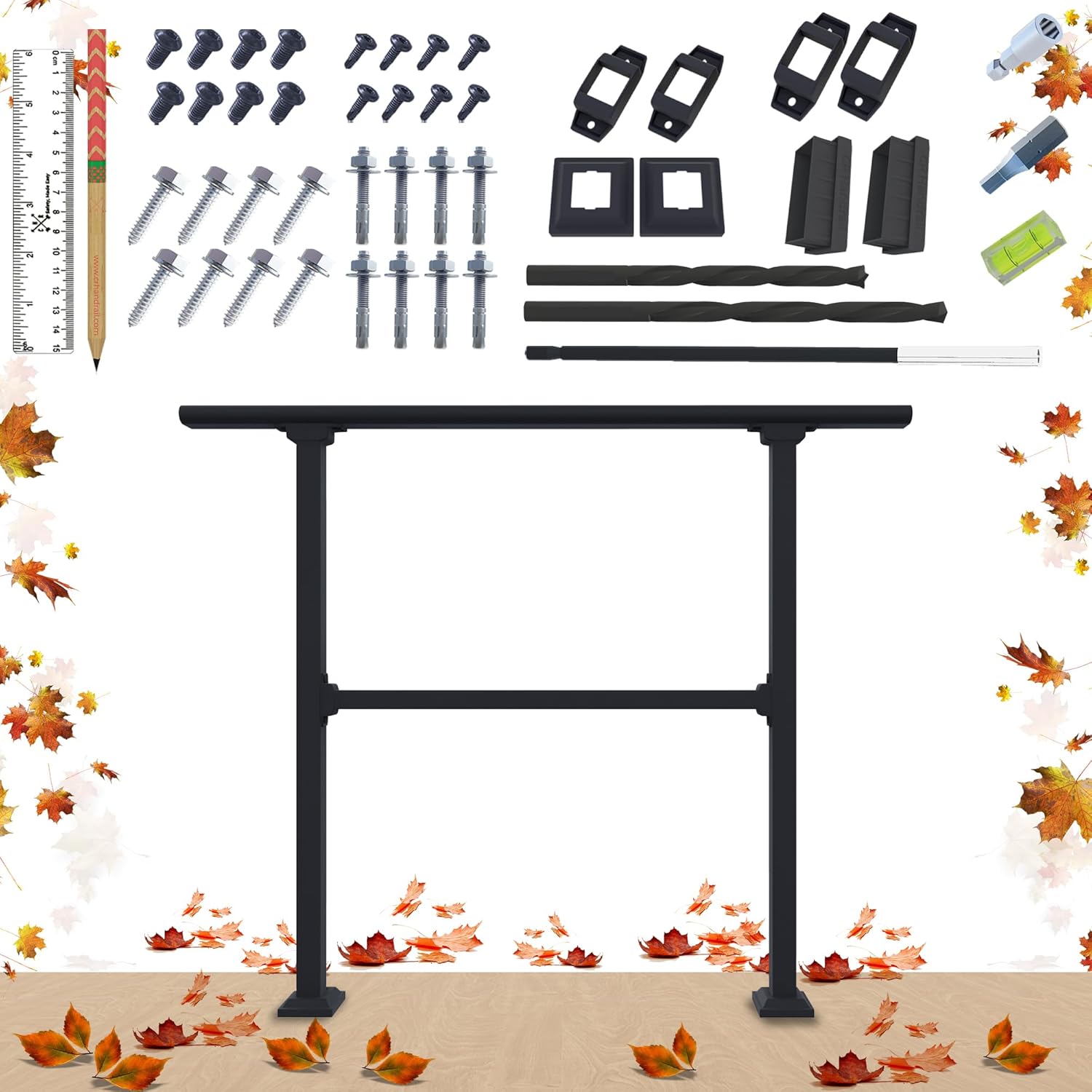 CHR Horizontal Simple Flat Railing Kit - Outdoor Flat Railing for Porch ...