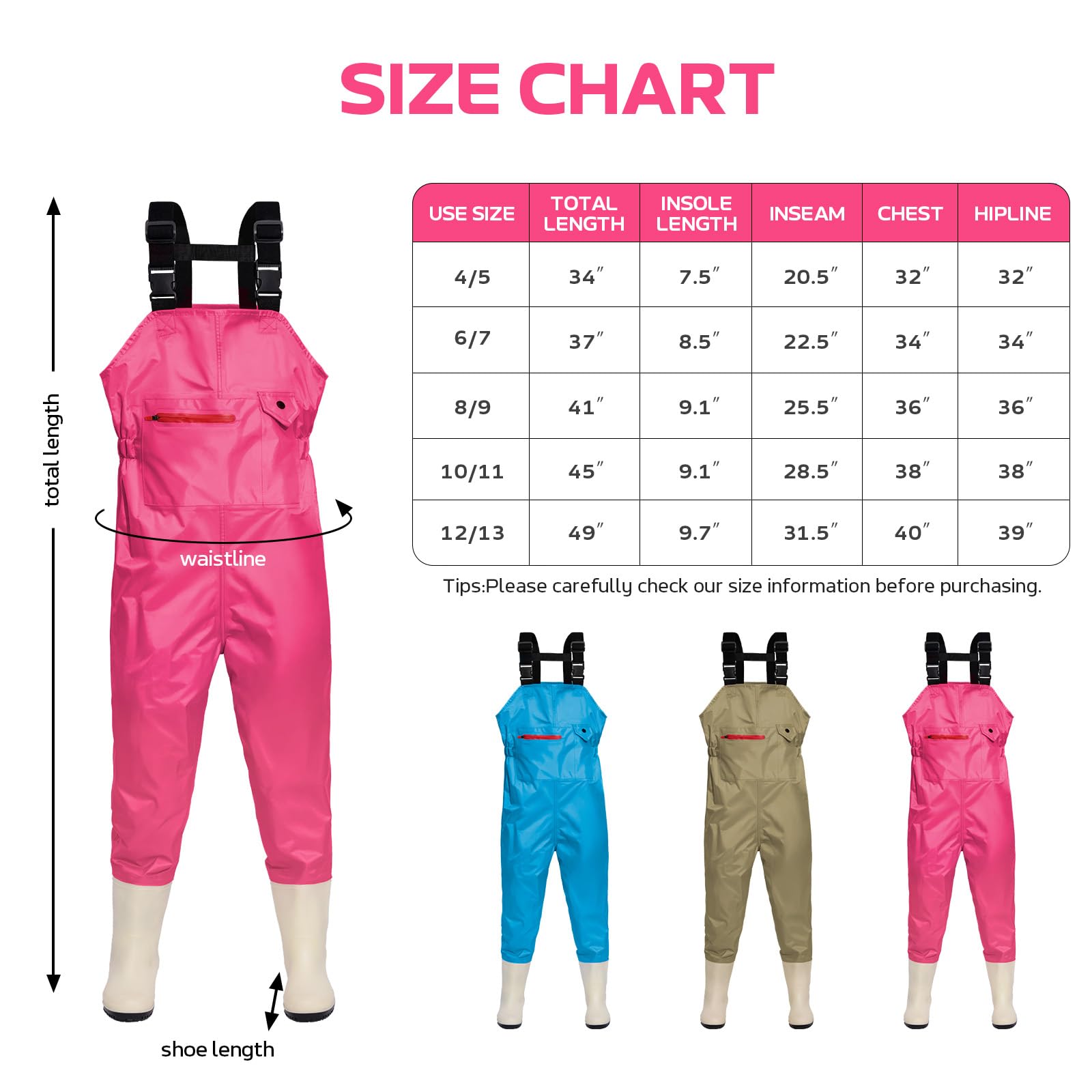 Snapklik.com : Ghosthorn Chest Waders For Kids Youth Fishing Waders ...