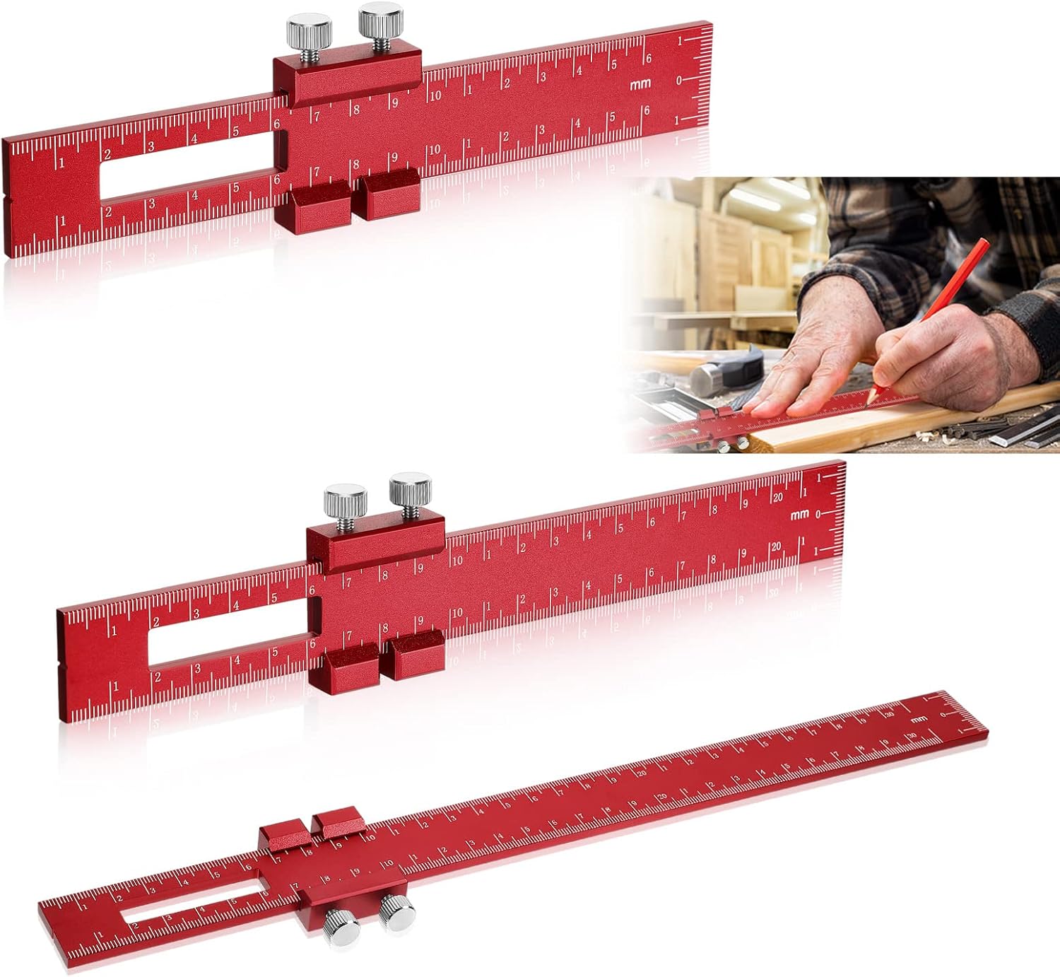 Amazon.com: Hoteam 3 Pcs Woodworking Ruler 6, 8, 12 Inch Precision ...