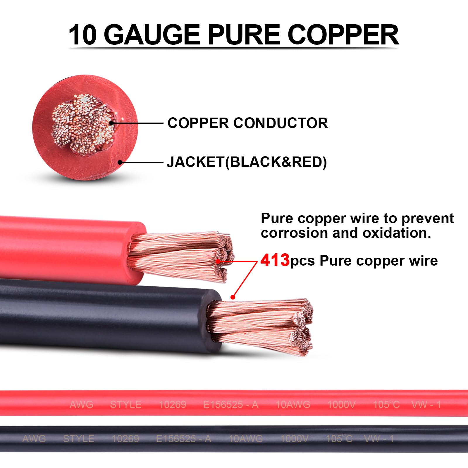 Snapklik.com : Flexible 10 Gauge Wire 30 Feet Stranded Oxygen Free ...