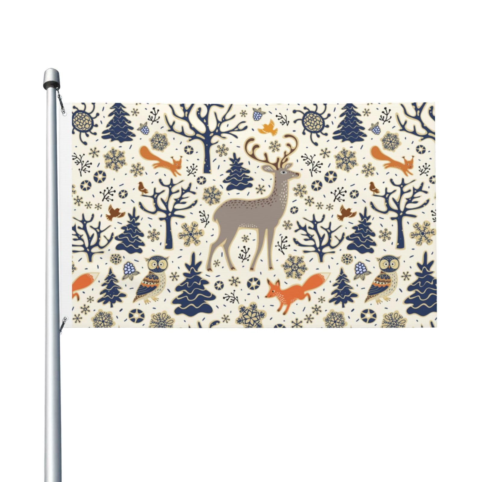 Amazon.com : Reaocly Winter Forest Deer Flag 3x5 Ft Owl Fox and ...