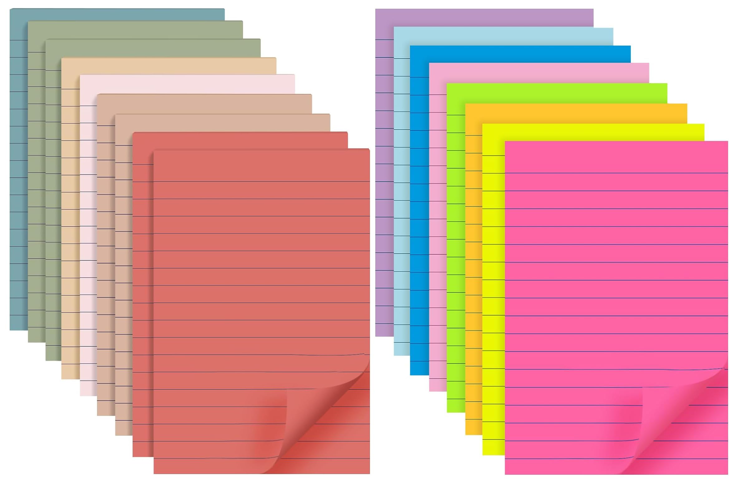 Amazon.com : 4x6 Lined Sticky Notes and 4x6 Vintage Colors Lined Sticky ...