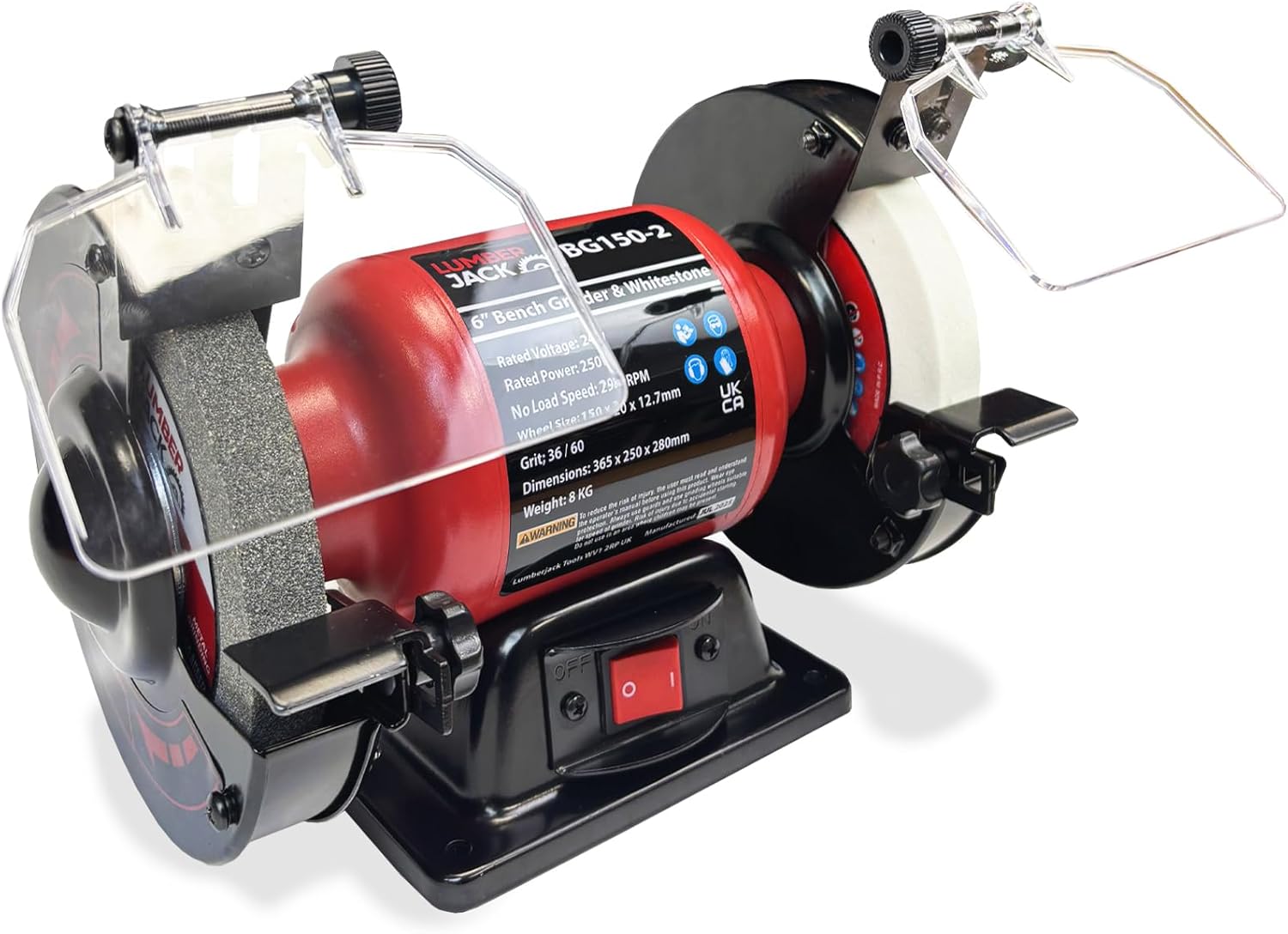 LUMBER JACK 6" Bench Grinder 150mm Coarse Stone and Whitestone Grinding ...
