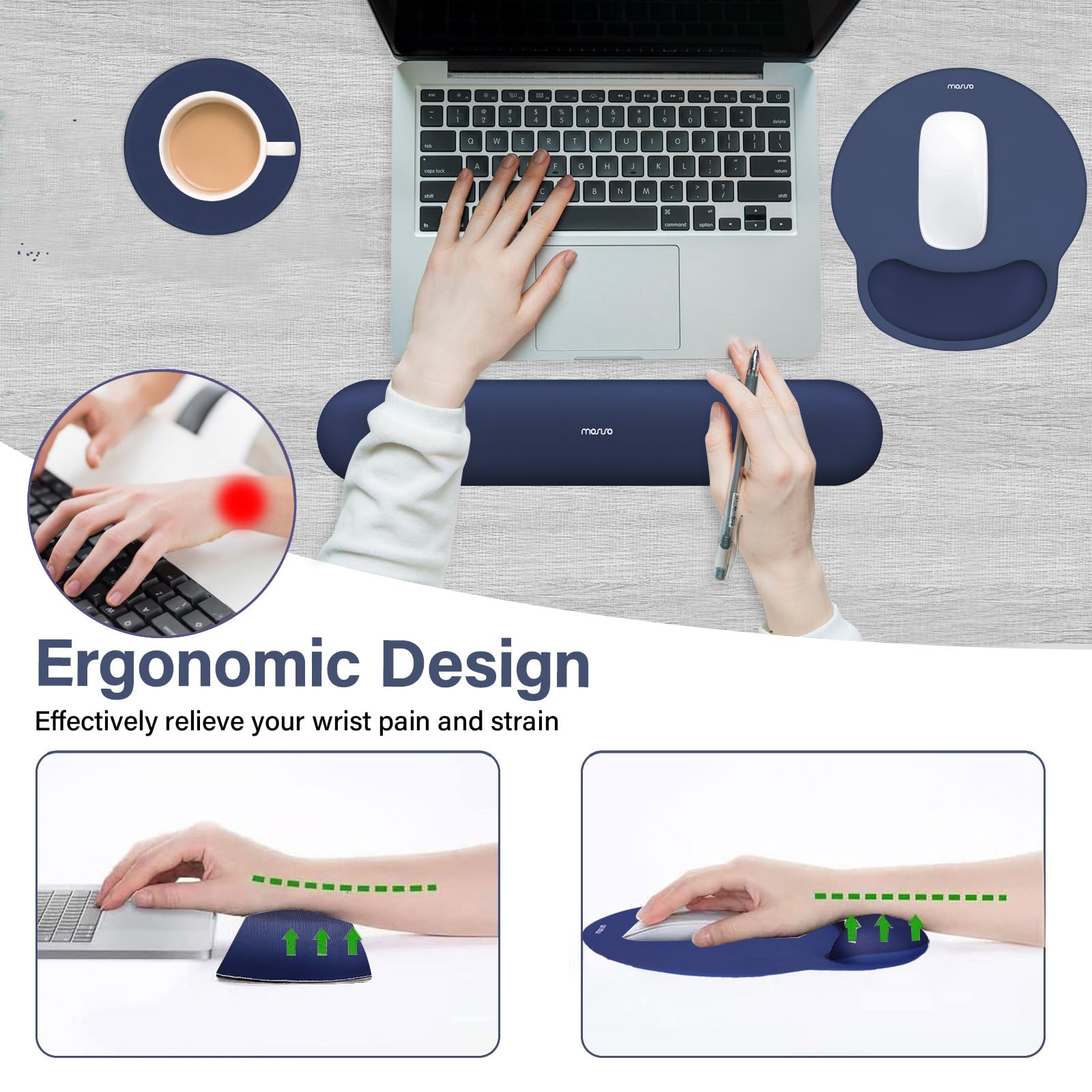 Snapklik.com : MOSISO Wrist Rest Support For Mouse Pad&Keyboard Set ...
