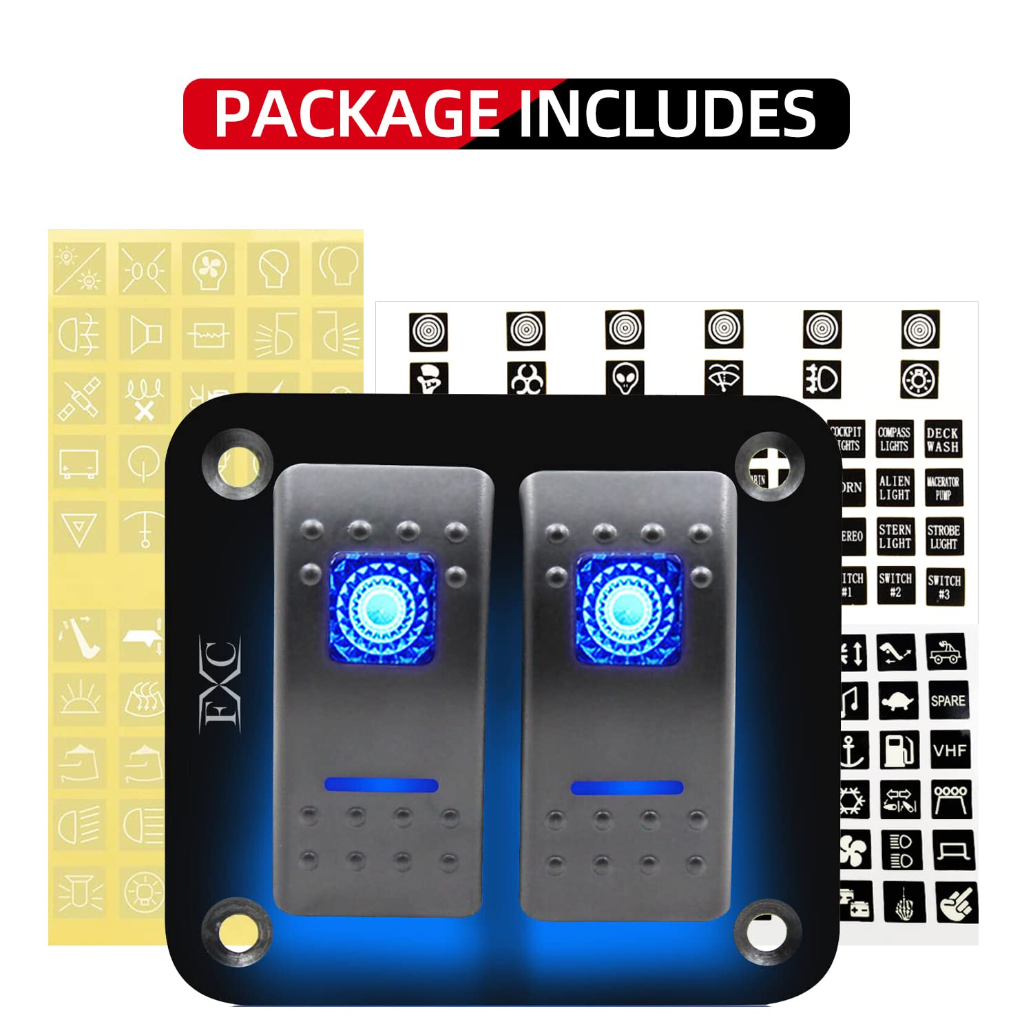 Snapklik.com : Rocker Switch Aluminum Panel 2 Gang Toggle Switches Dash ...