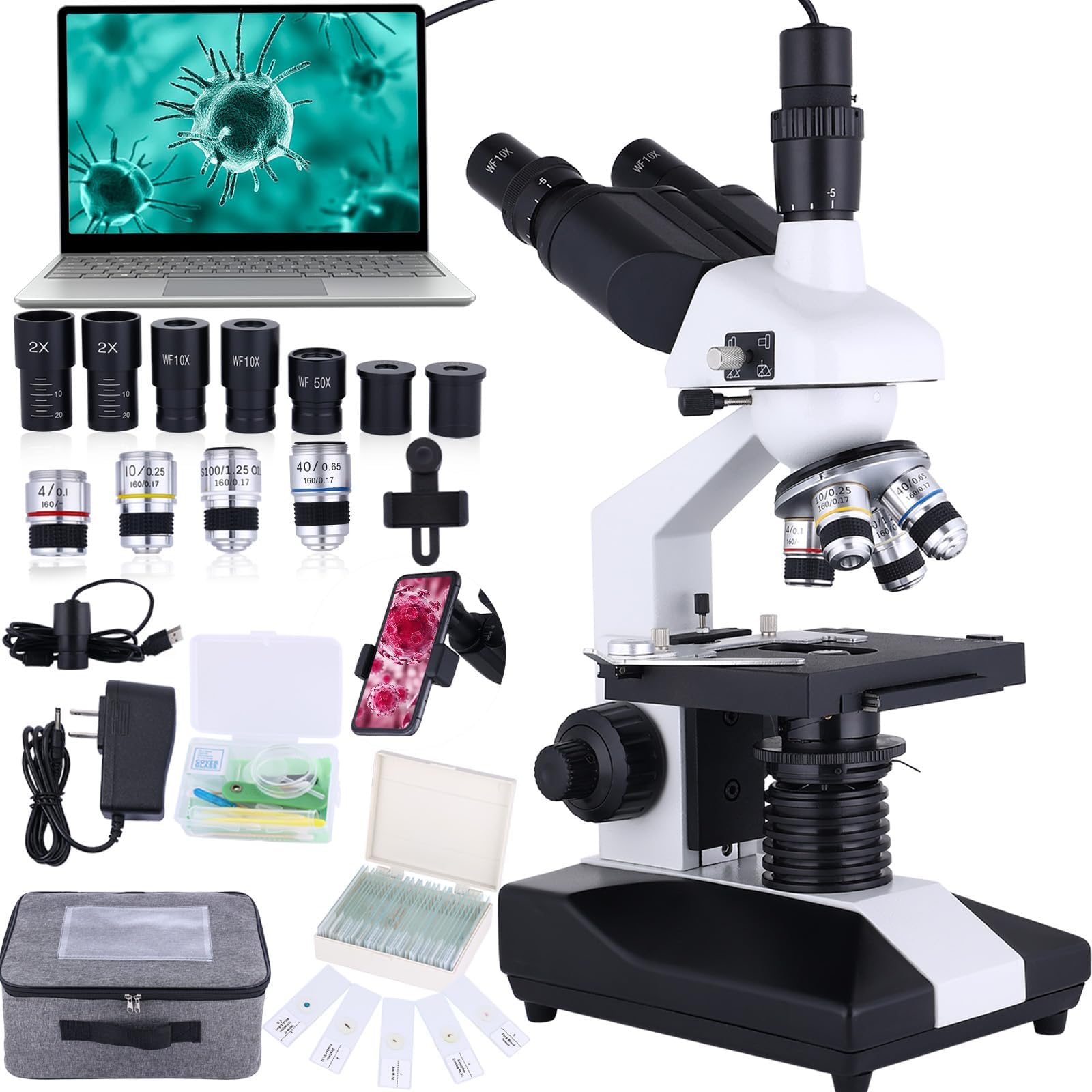 Snapklik.com : Trinocular Microscope 40X-5000X Magnification, Research ...