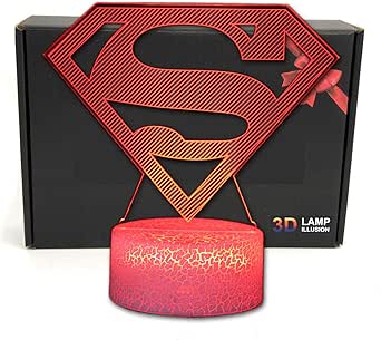 LED Superhero 3D Optical Illusion Smart 7 Colors Night Light Table Lamp ...