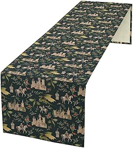 Amazon.com: Dragon Table Runner, Magical Medieval Castle Dragon Knights ...