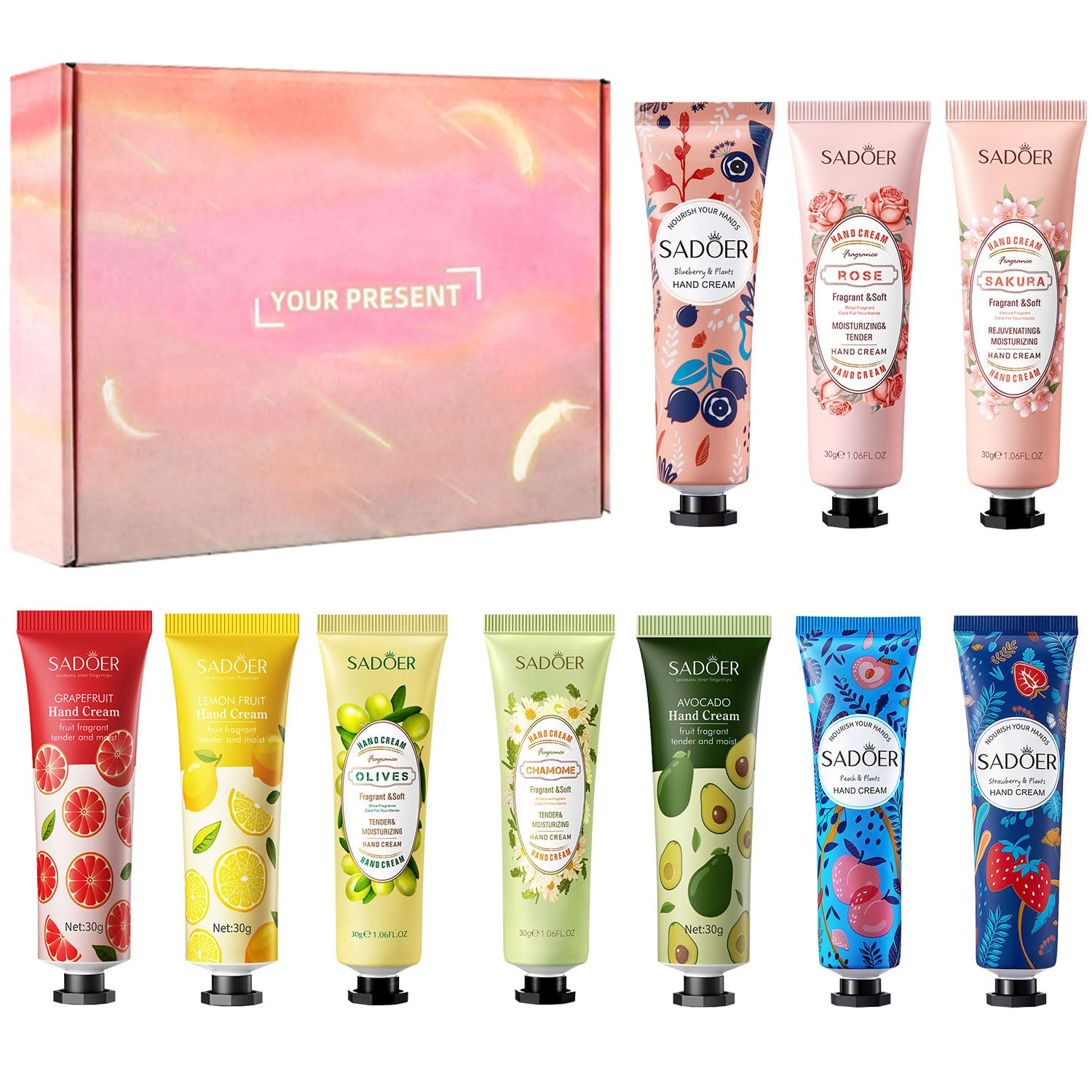 KEAGAN 10 x 30 ml Hand Cream Gift Set, Daily Moisturising Hand Cream ...