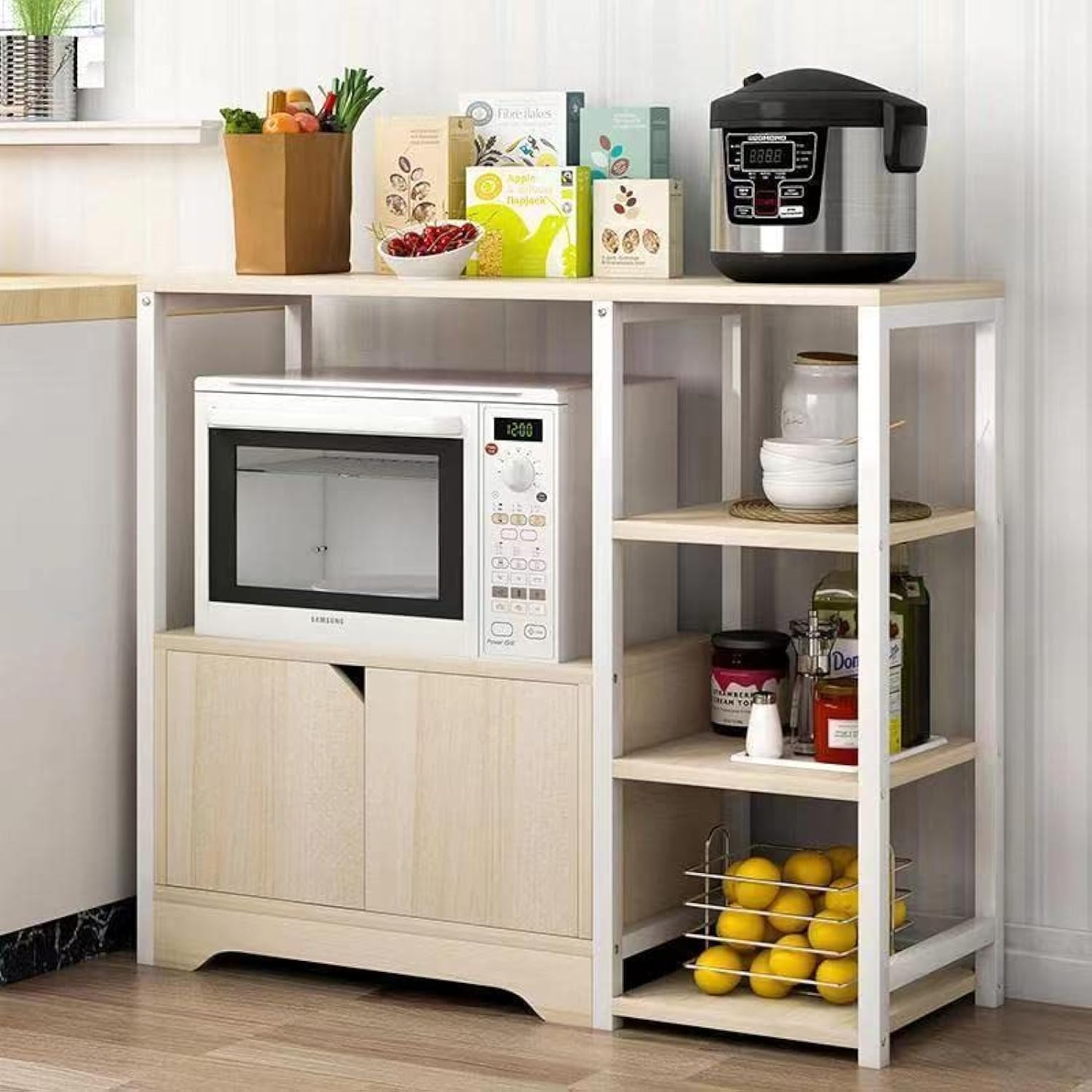 Buy Homarket 3-Tier Microwave Oven Stand with Storage Cabinet Kitchen ...