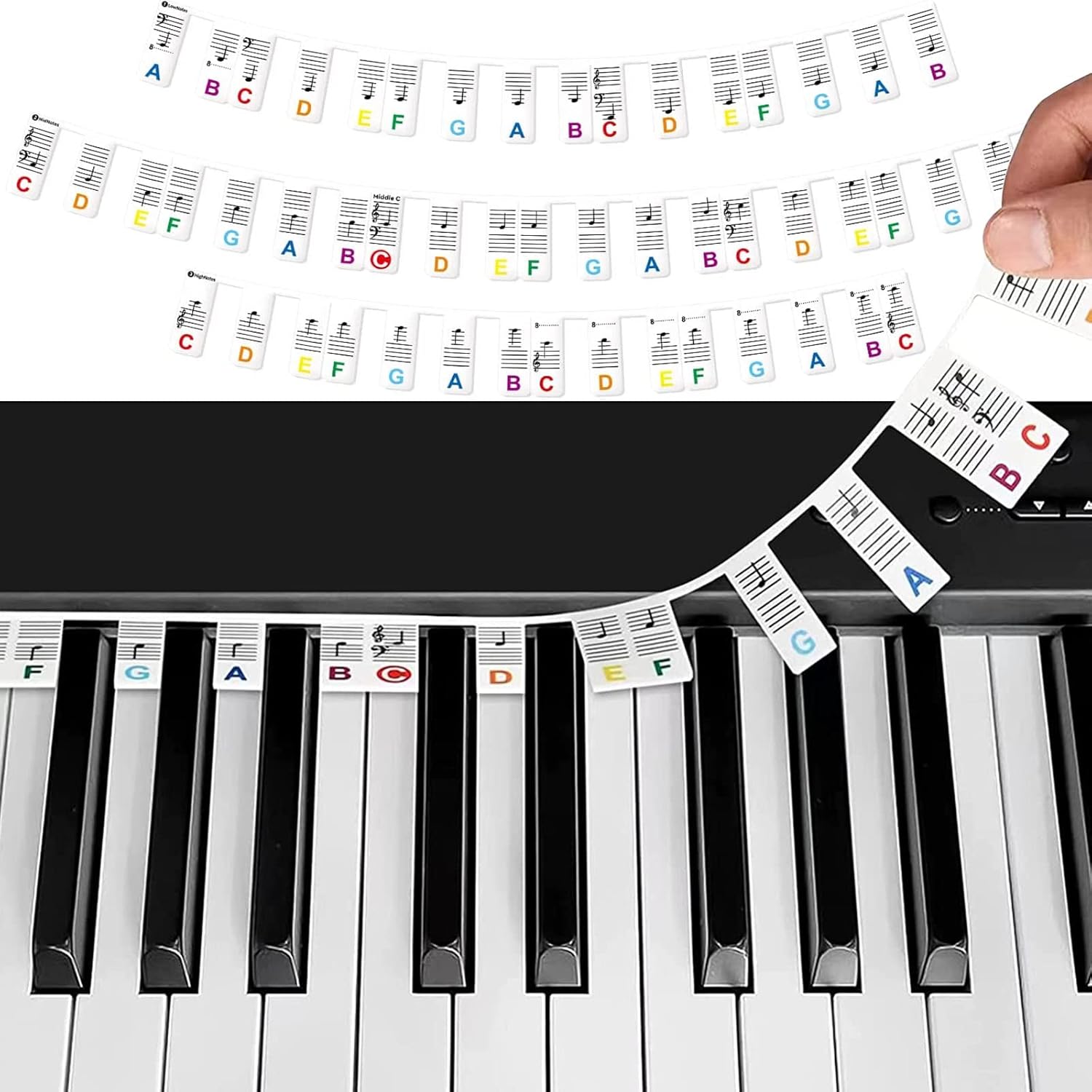 ZZLBZN Removable Piano Keyboard Note Labels, Full-Size Piano Keyboard ...