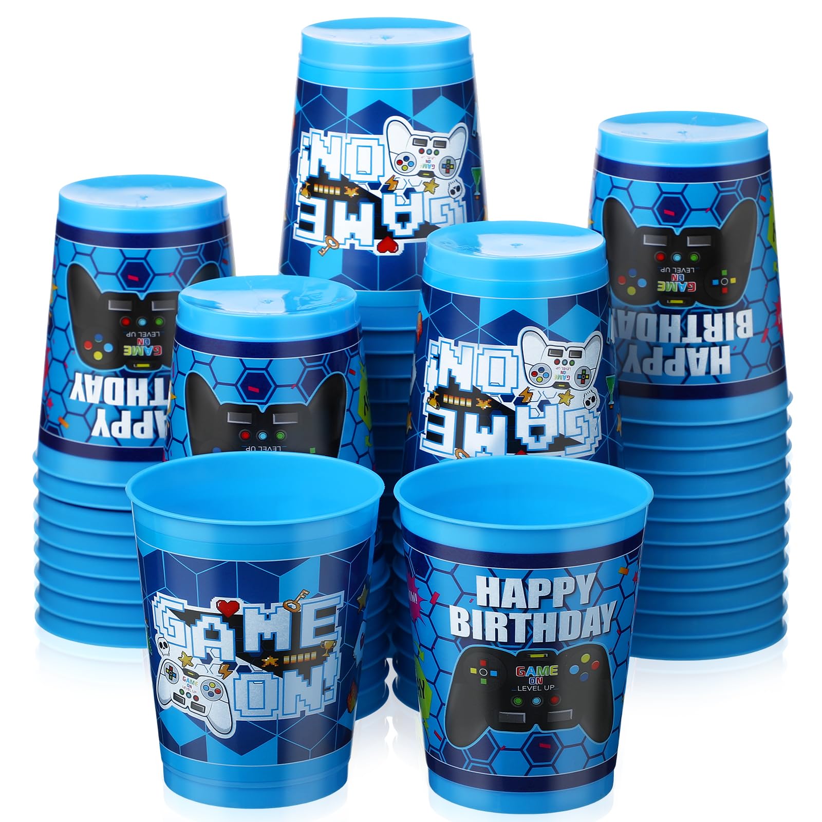 Amazon.com: Cholemy 50 Pcs Video Game Plastic Cups 12 oz Gaming Party ...