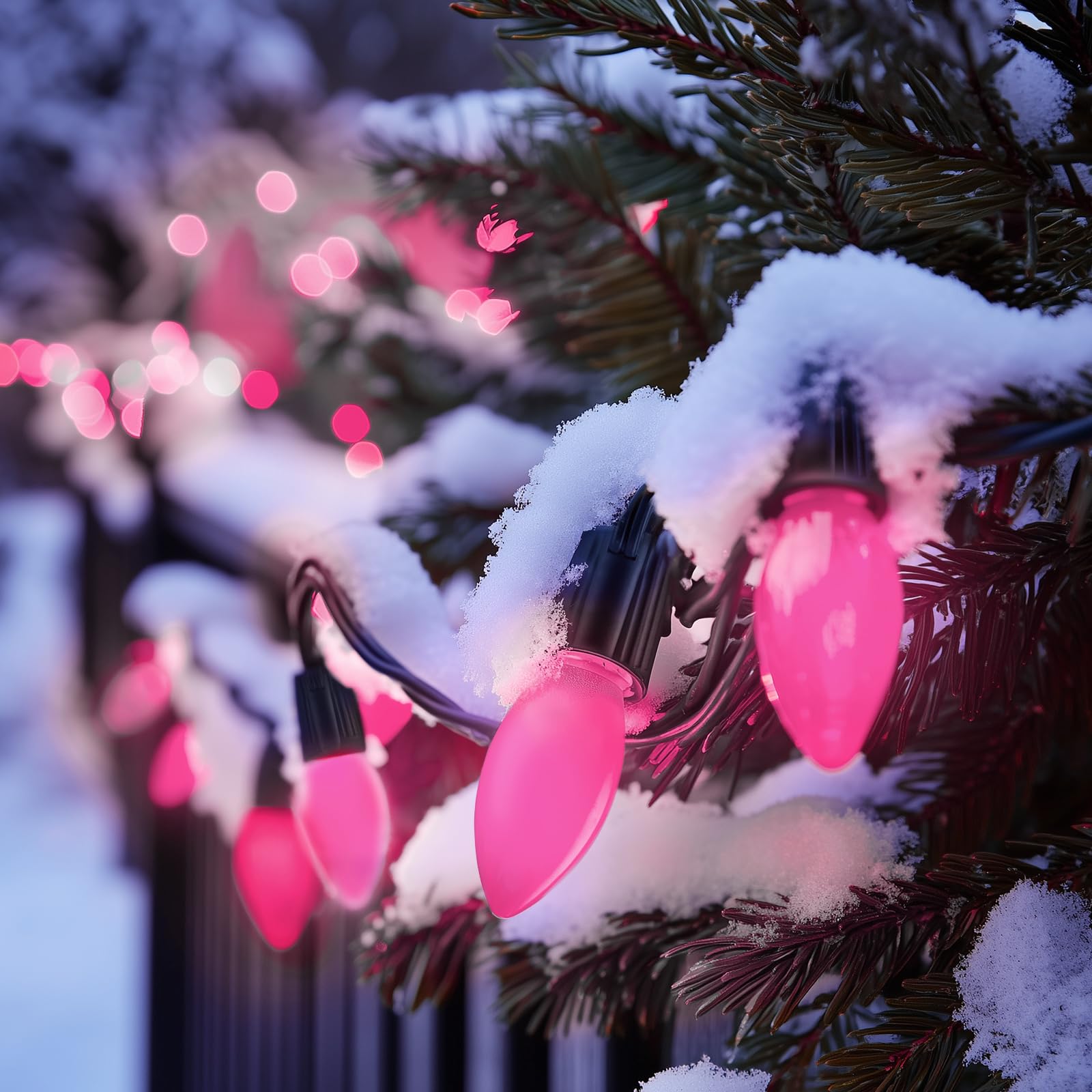 Snapklik.com : C9 LED Replacement Christmas Bulbs, 25 Pack Pink ...