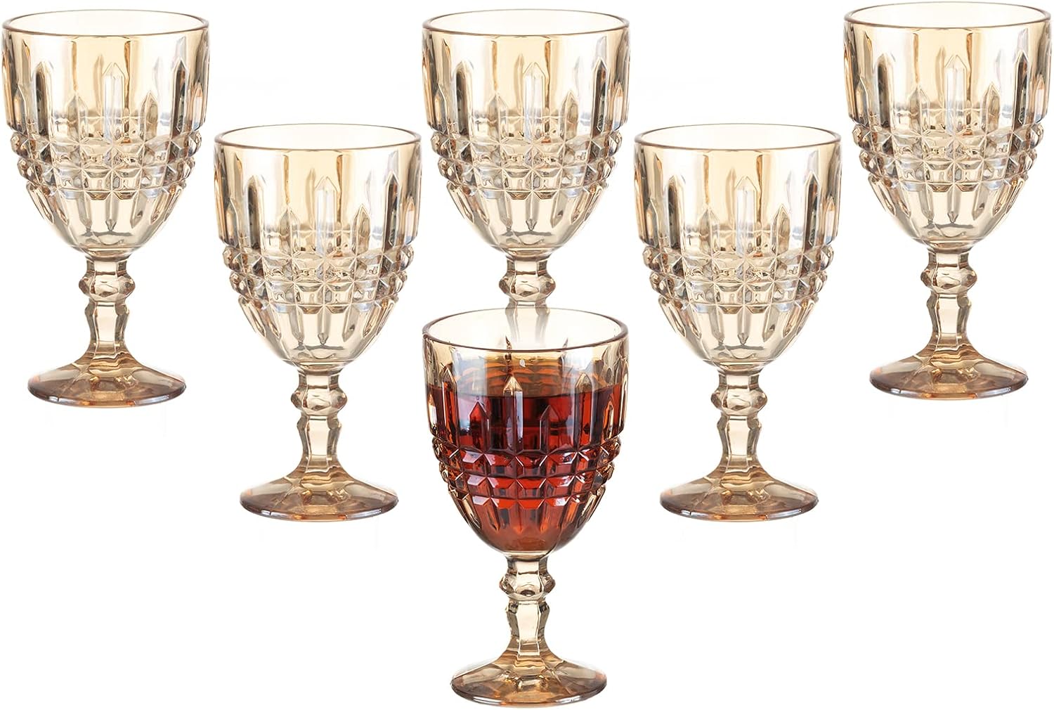 Amazon.com | Vintage Wine Glasses Set of 6, 10 Ounce Colored Glass ...