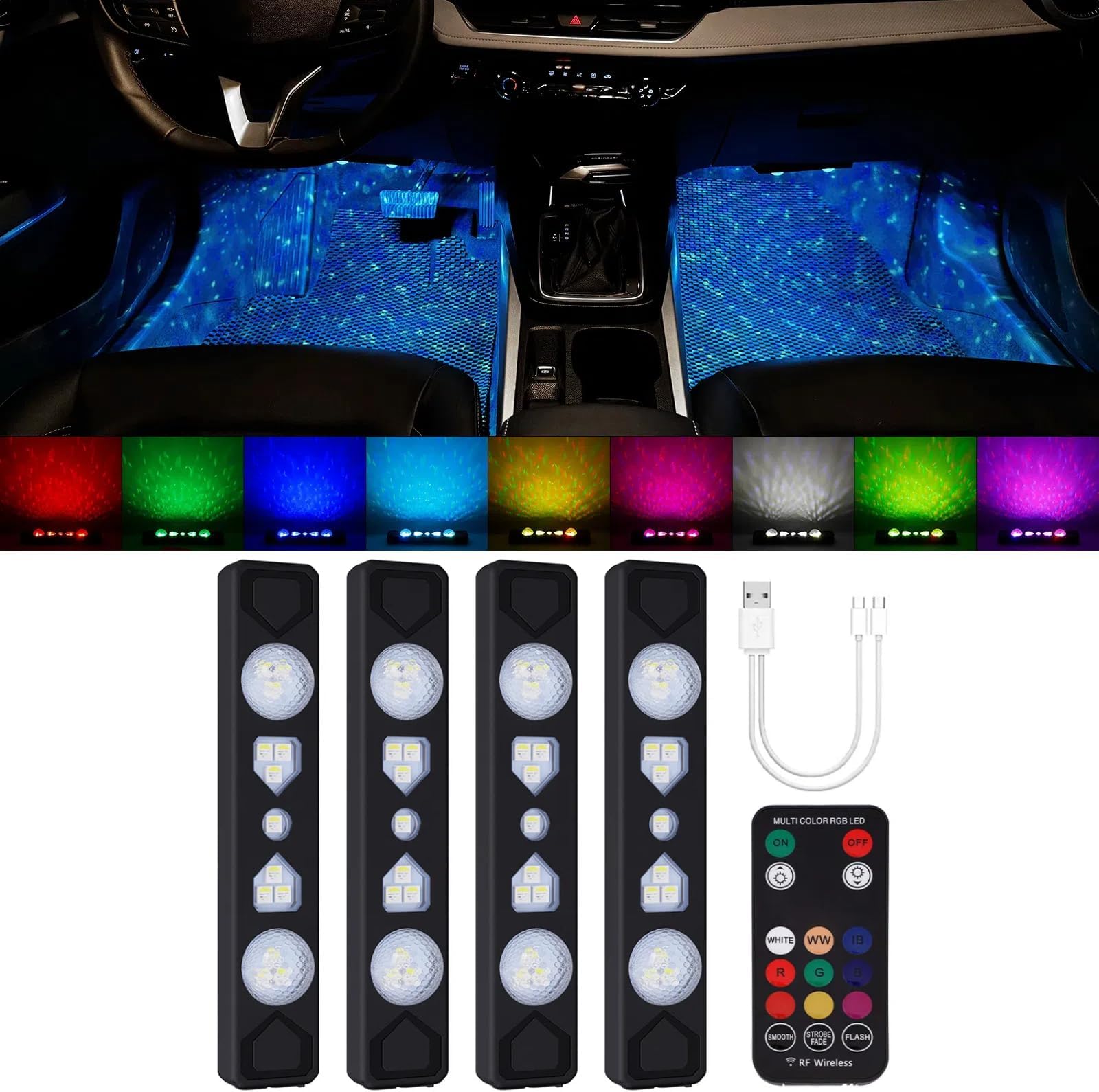 Amazon.com: PIFOOG Interior Car Lights LED Wireless RGB Cars Inside ...