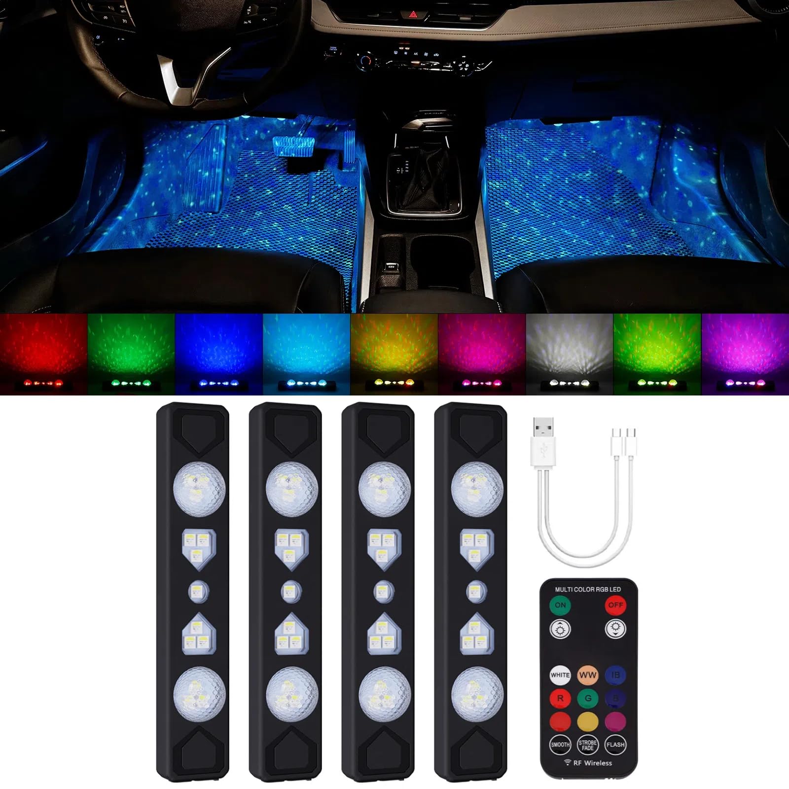 Amazon.com: PIFOOG Interior Car Lights LED Wireless RGB Cars Inside ...
