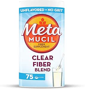 Amazon.com: Metamucil Fiber Supplement, Unflavored Clear Mixing Powder ...