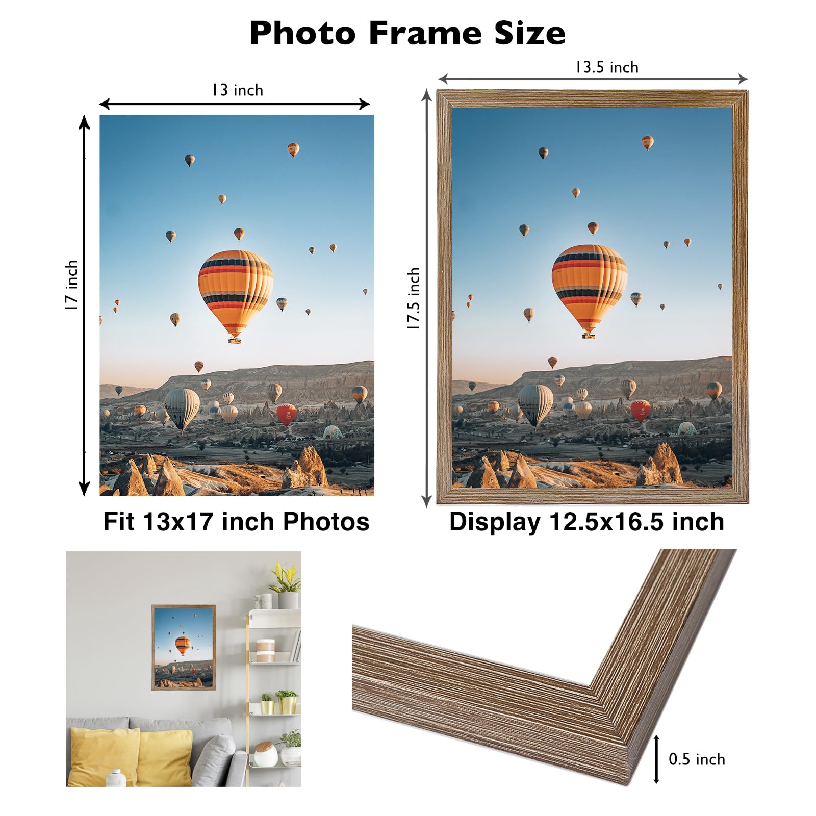 Snapklik.com : JCJMY 13x17 Picture Frame Rustic Brown For Wall Hanging ...