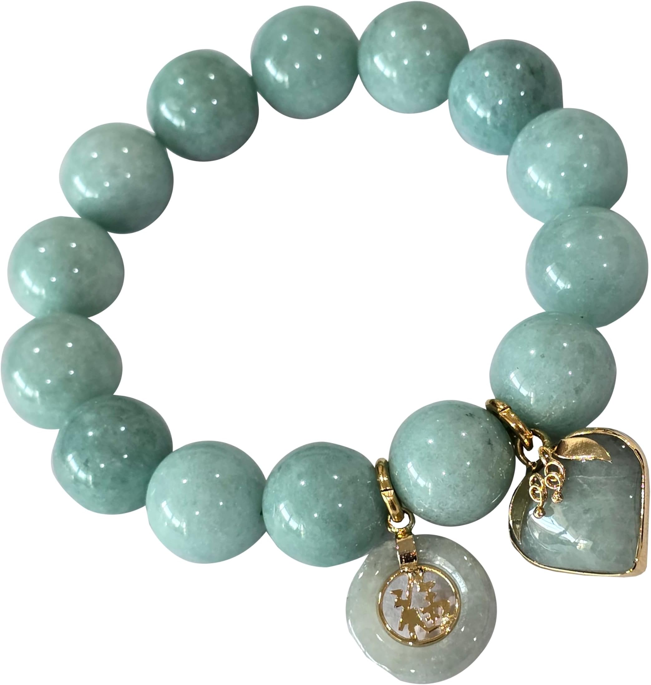 Amazon.com: Lucky Feng Shui Bracelet Natural Jade Bracelet Hetian Jade Barrel Beads Nephrite ...