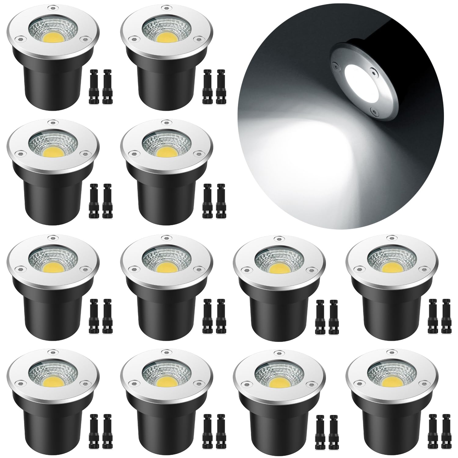 Fntek Cool White Low Voltage Well Lights Landscape LED In Ground ...