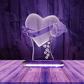 Buy starLaser 3D Illusion Heart Rose Acrylic Led Lamp with 16 Color ...