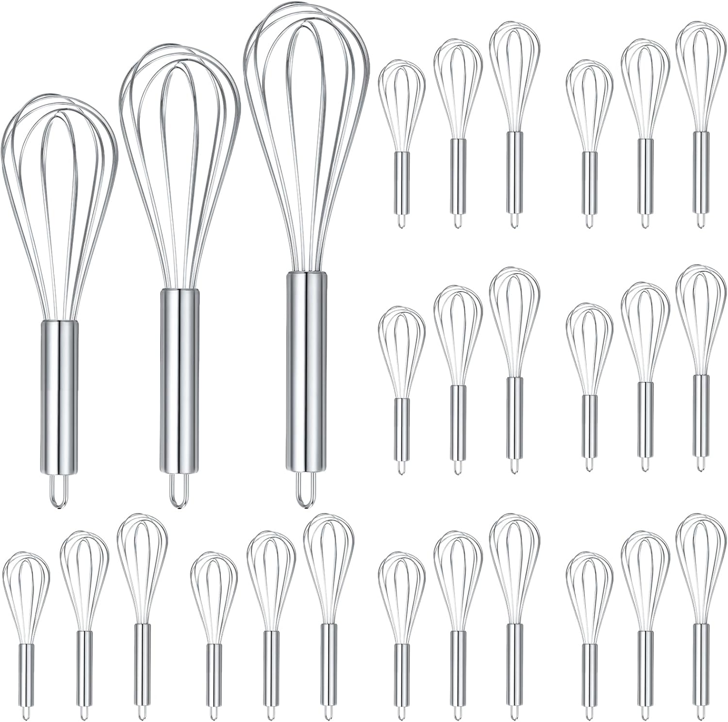 Amazon.com: Domensi 24 Pcs Stainless Steel Whisks Set 8" 10" 12 ...