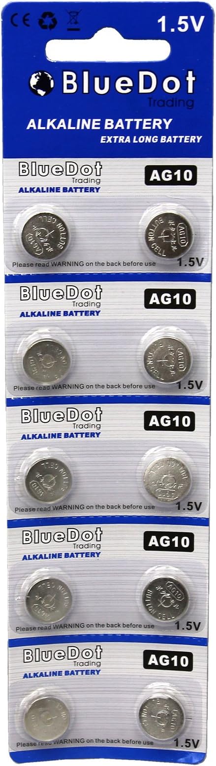 Amazon.com: LR1130 AG10 Battery 1.5V Long-Lasting Alkaline Button Cell ...