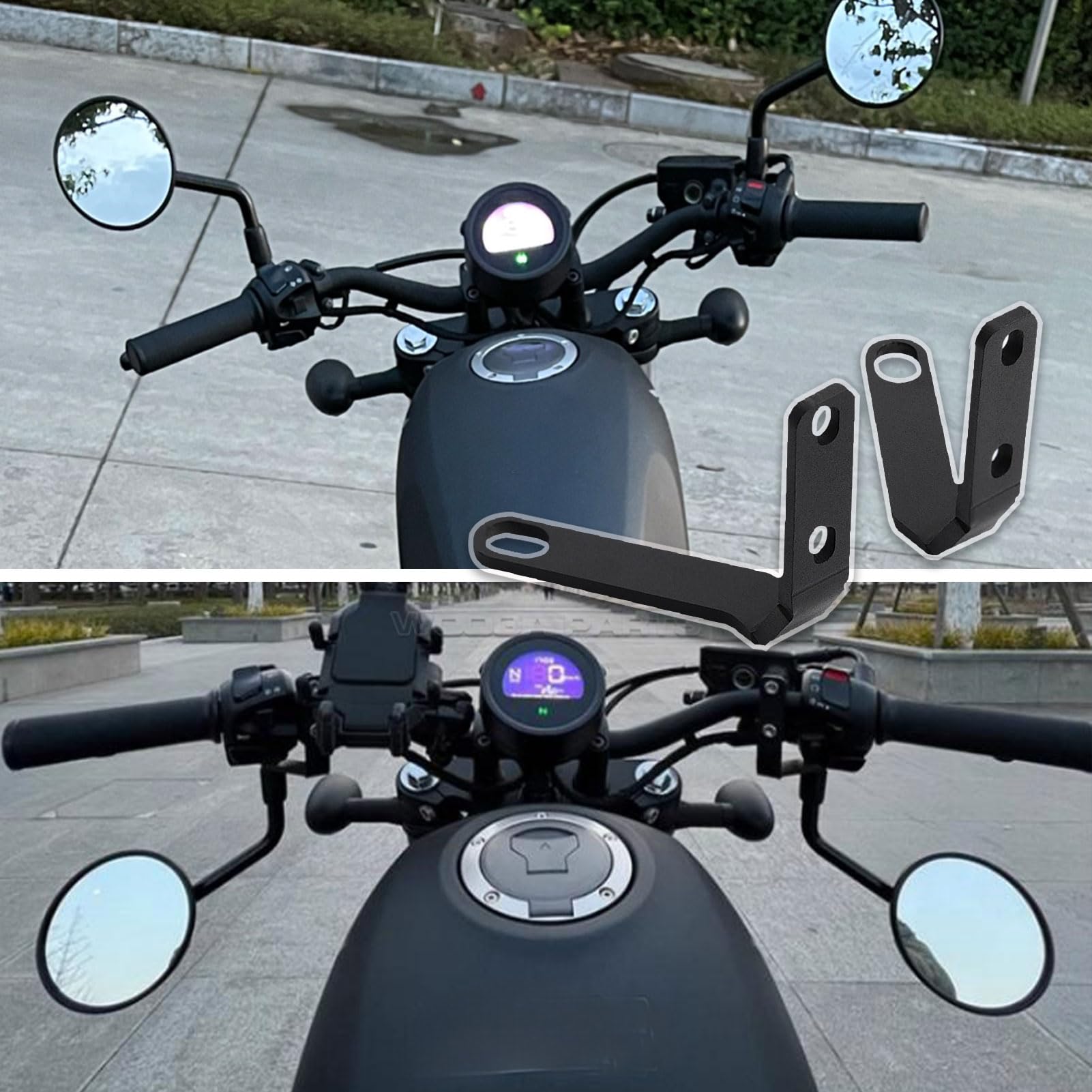 WOOGA Rearview Mirror Upside Down Bracket,Motorcycle Handlebar Rear ...