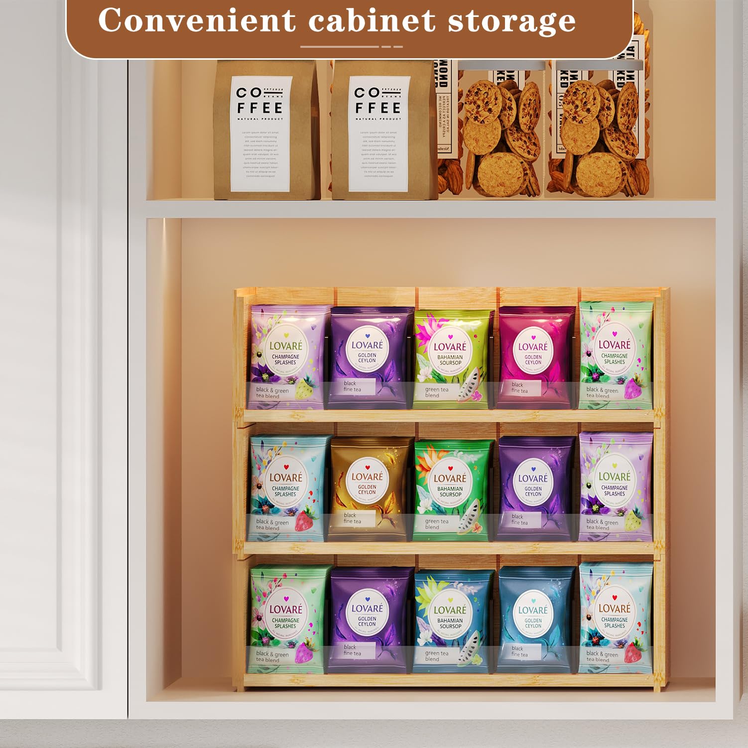 Snapklik.com : X-cosrack Bamboo Tea Bag Organizer Storage Box, 3 Tier ...