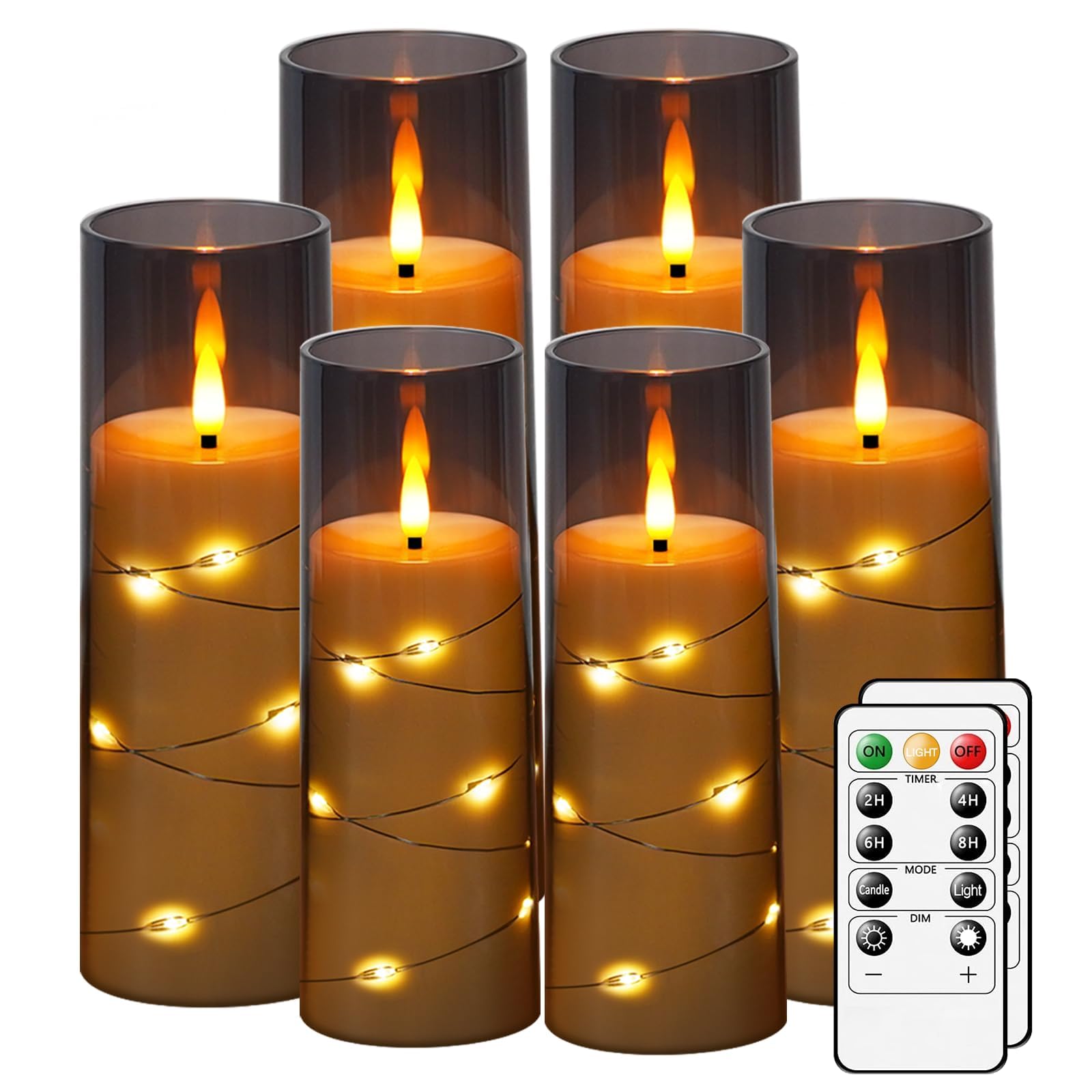Buy 2.3" Dia Acrylic Flameless LED Candles with Copper String Lights ...