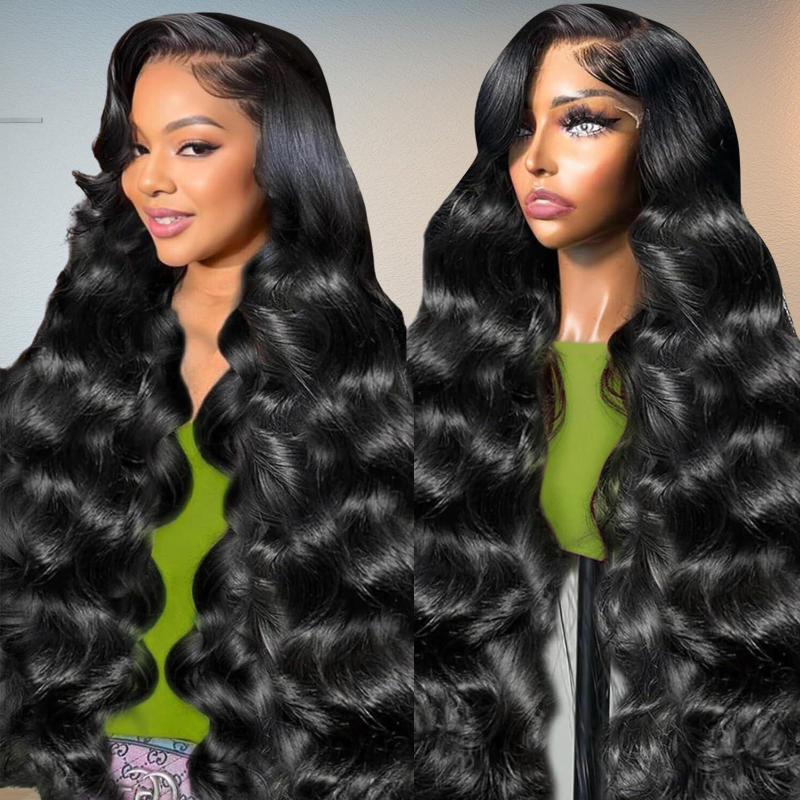Amazon.com : 28 Inch Body Wave Lace Front Wigs Human Hair Pre Plucked ...