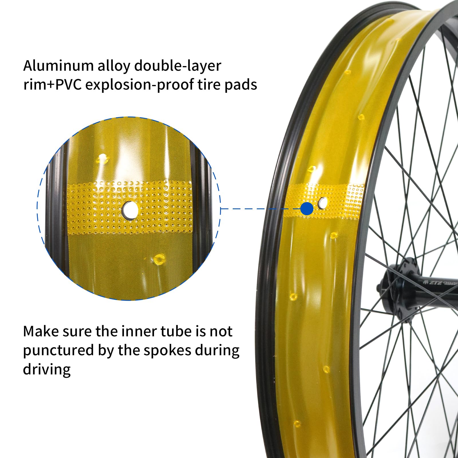 Snapklik.com : ZTZ 20/26 X 4.0 Inch Fat Tire Bike Front Wheel, Aluminum ...