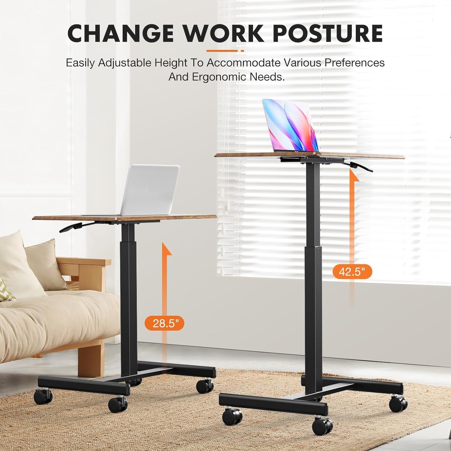 Snapklik.com : Sweetcrispy Small Mobile Rolling Standing Desk - Overbed Table, Teacher Podium