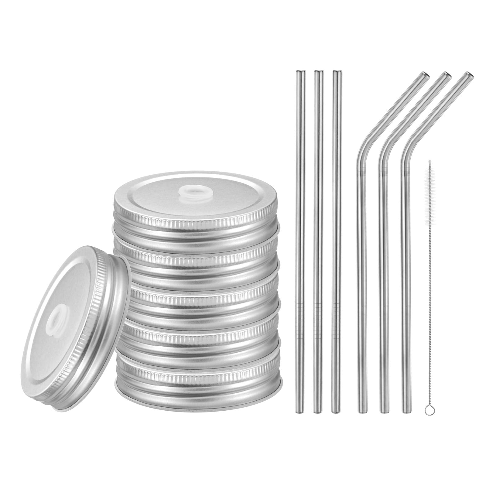 Amazon.com: uxcell 13pcs Stainless Steel Mason Jar Lids with Straw Hole ...