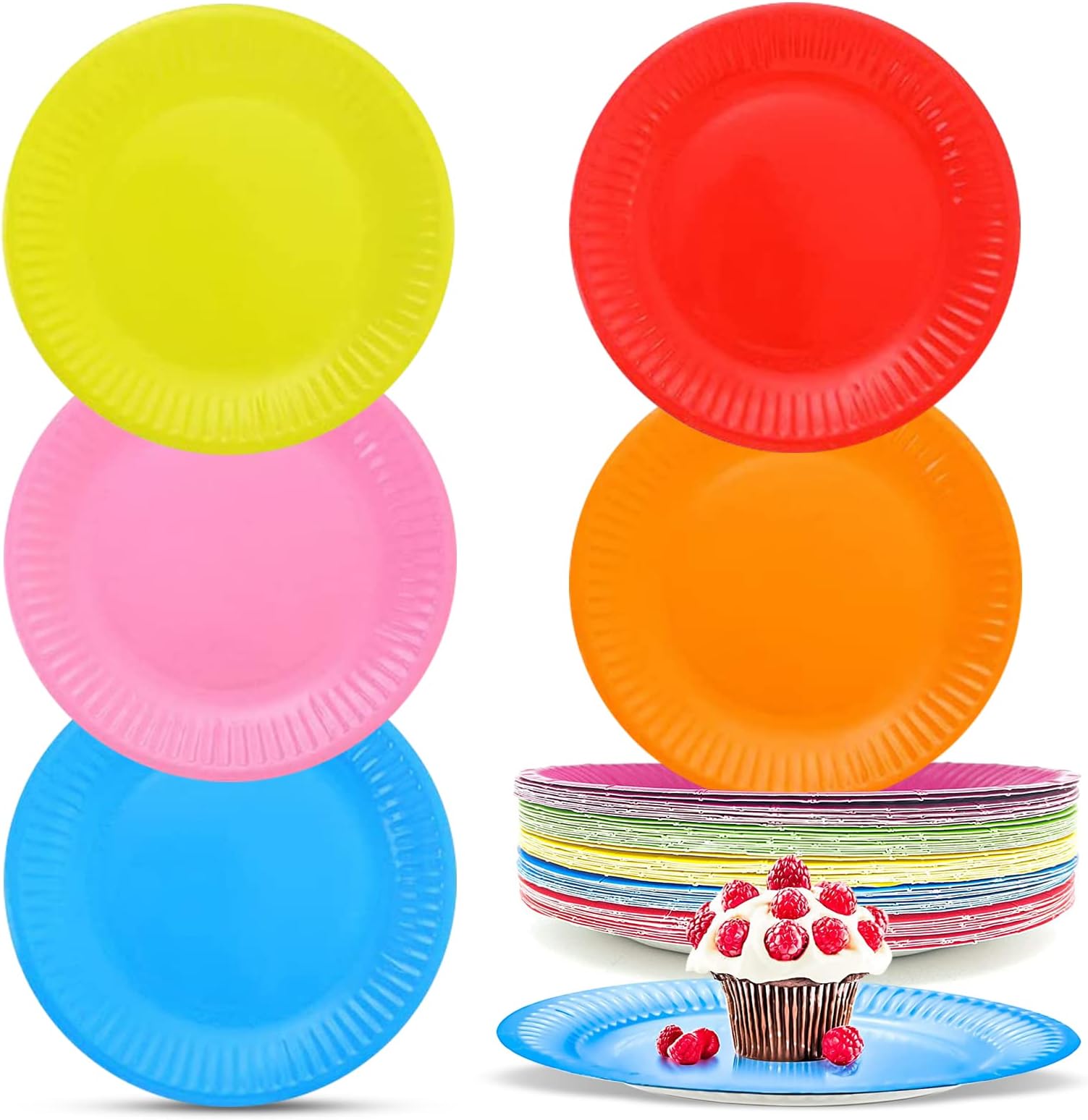 Halinuia 20 Pièces Assiettes Jetables Rouge Assiettes Dessert Carton ...