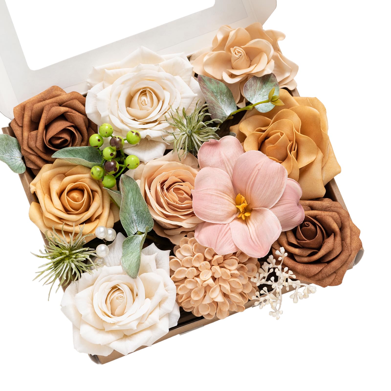 Amazon.com: Ling's Moment Fake Flowers Box, Artificial Faux Greenery ...