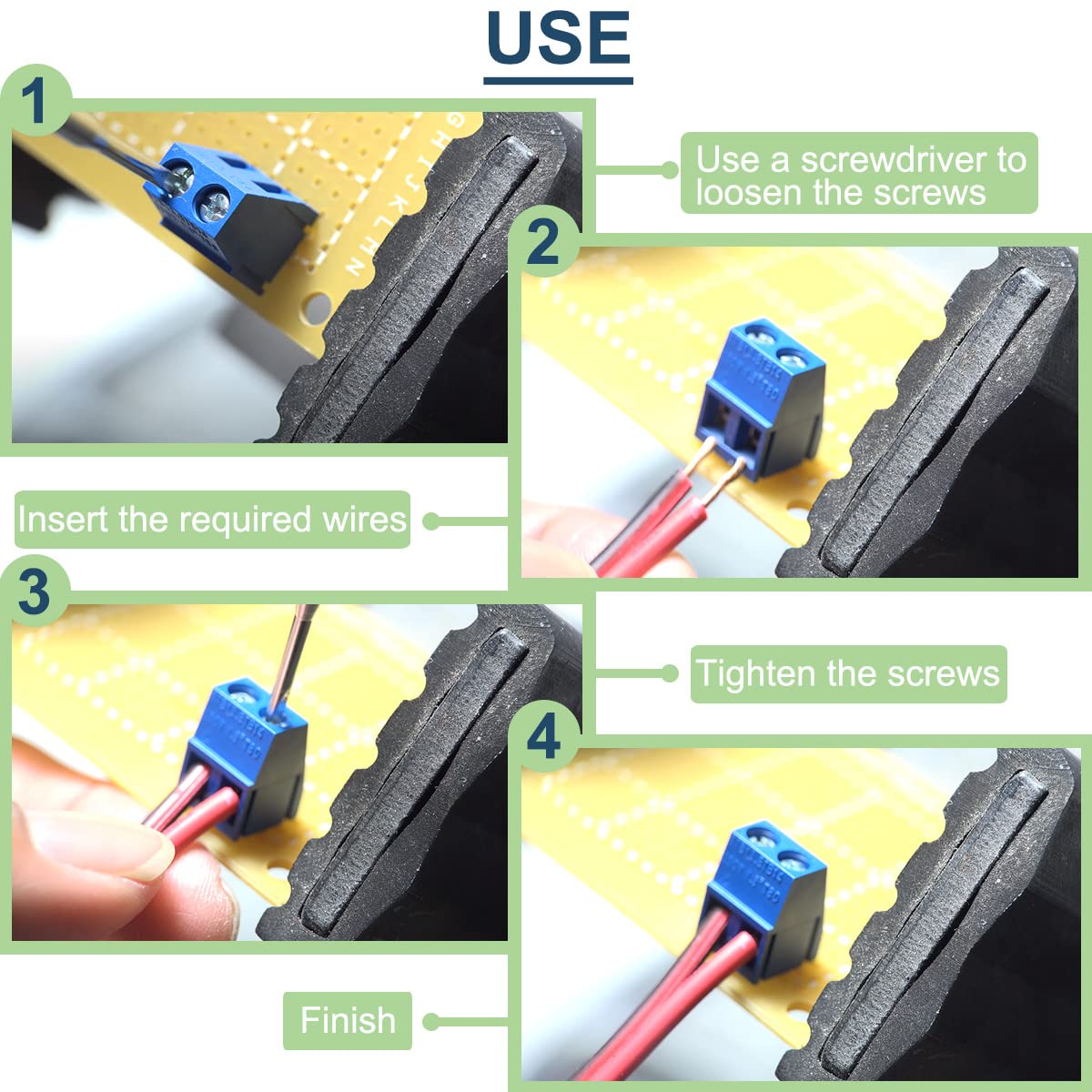 Snapklik.com : DAOKAI KF301 PCB Terminal Block 5mm Pitch 2P 3P 4P Mount ...
