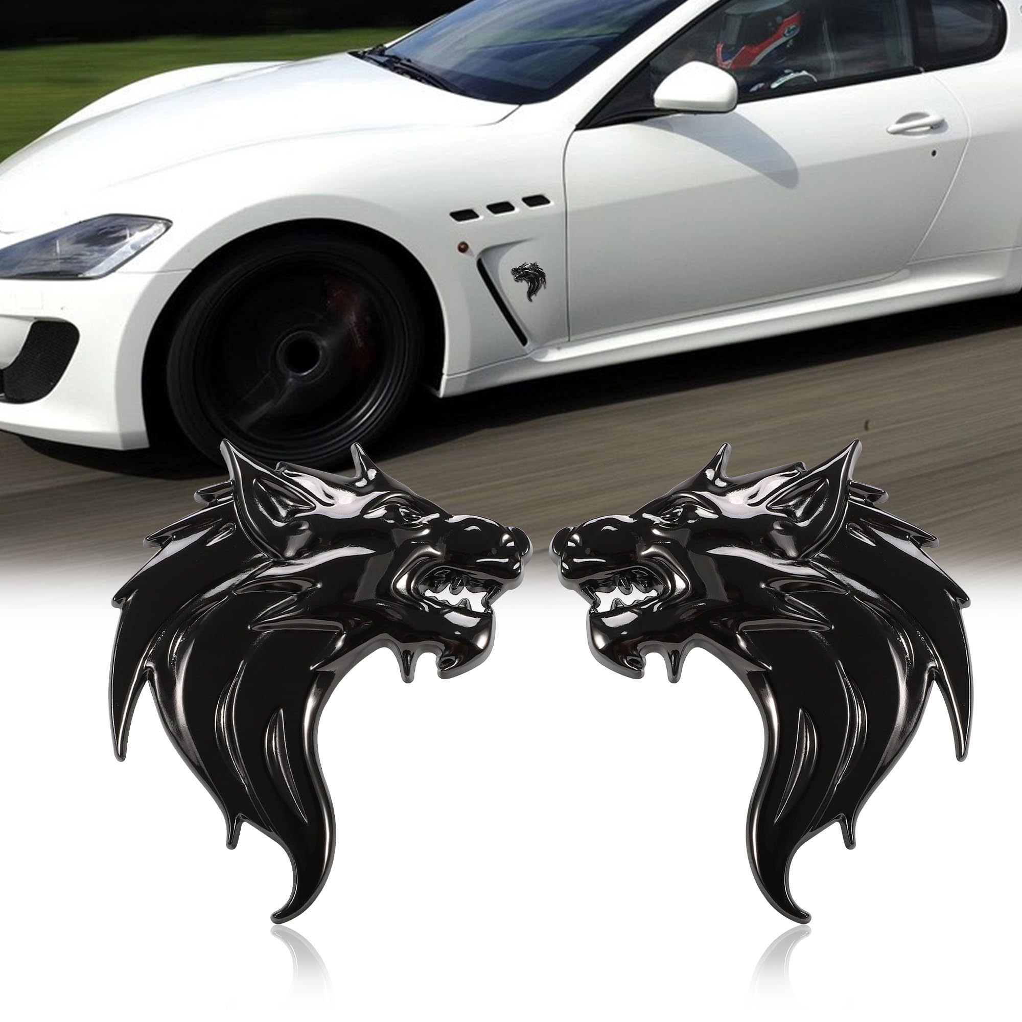 Amazon.com: TOMALL 3D Wolf Head Metal Emblem for Car Motorcycles Side ...