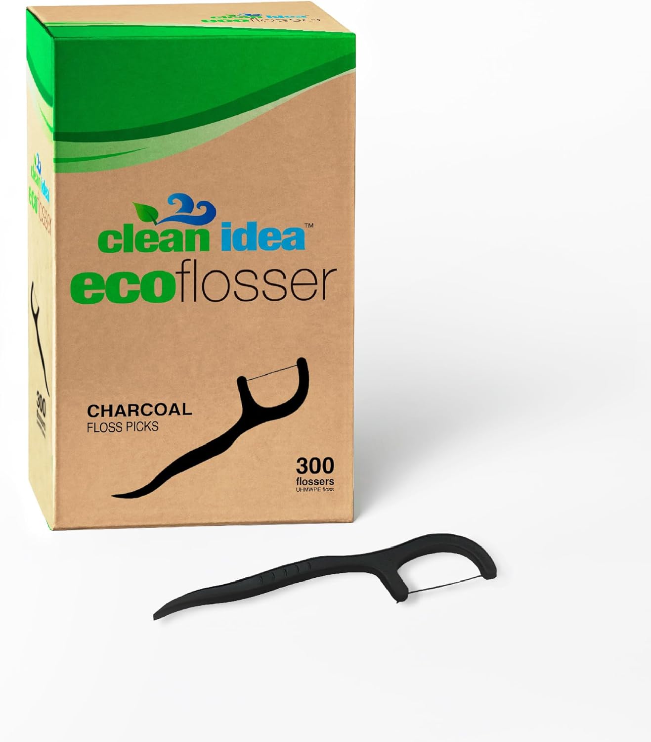 Amazon.com : Clean Idea EcoFlossers Charcoal 300ct, Eco Friendly ...